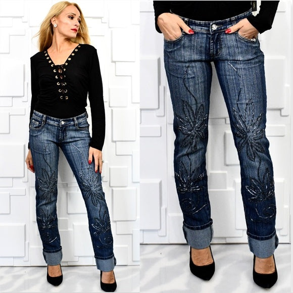 Beaded Detailed Jeans | Moda Me Couture®